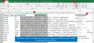 How To Change the Columns Width and Rows Height in Excel – OfficeTuto