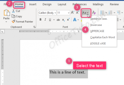 Change the Case in Word: Uppercase, Lowercase, Capitalizing – OfficeTuto
