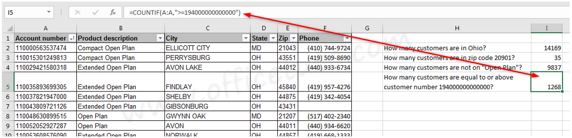 Excel Countif – Count Number of Cells With Specific Data – OfficeTuto