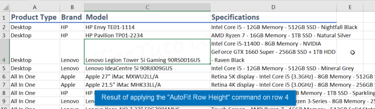 How To Change the Columns Width and Rows Height in Excel – OfficeTuto