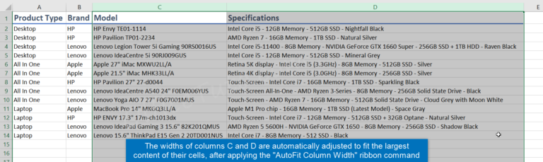 How To Change the Columns Width and Rows Height in Excel – OfficeTuto